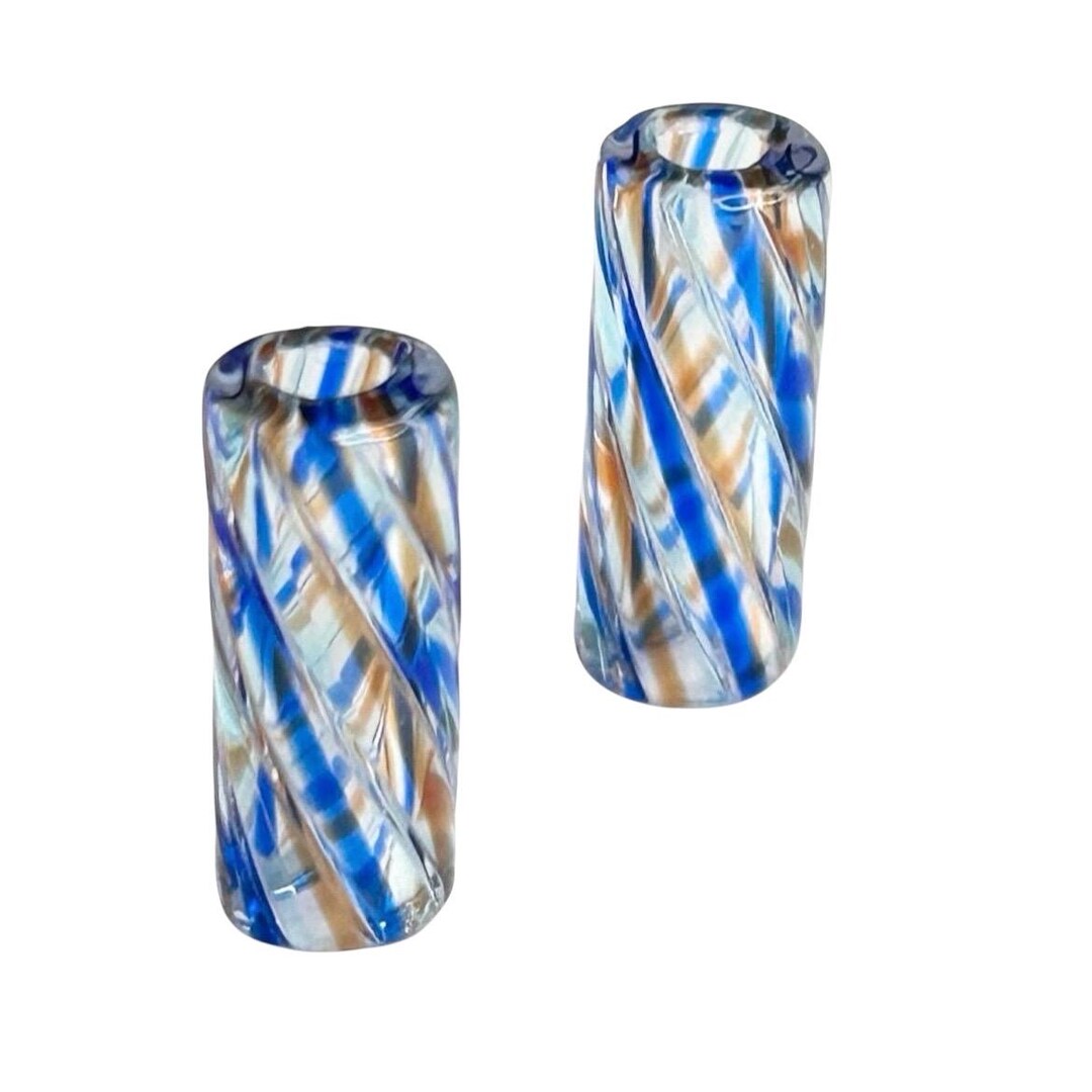 Blue Nile Twists ~ Furnace Art Glass Beads 2pc 16mm Pair DIY Jewelry ...