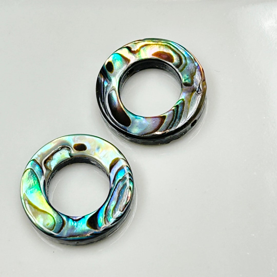 Abalone Round Shell 2pc Dangles | Pendant Hollow Round Piece ...