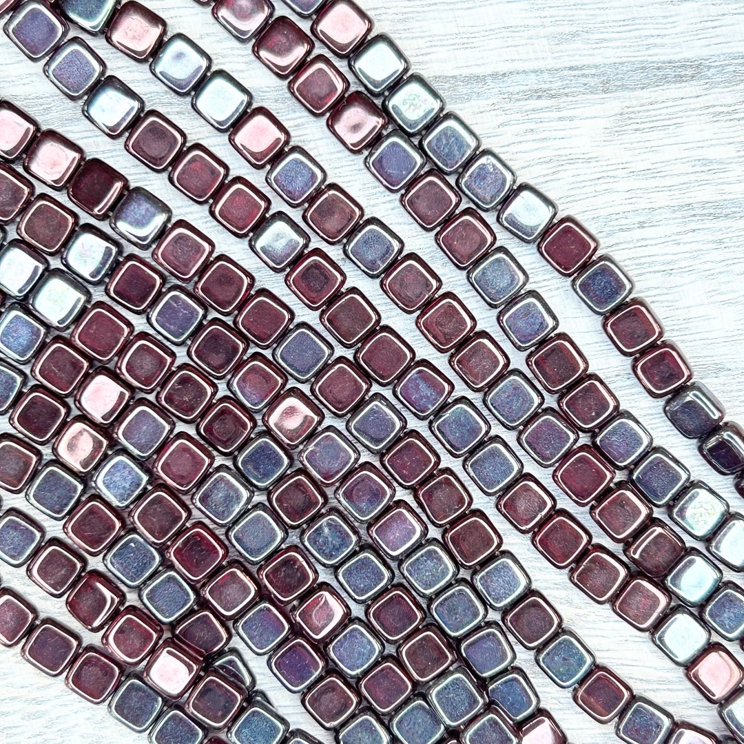 Czechmates Tile Beads ~ Ruby Vega ~ Two Hole Square Glass Beads 25pc ...