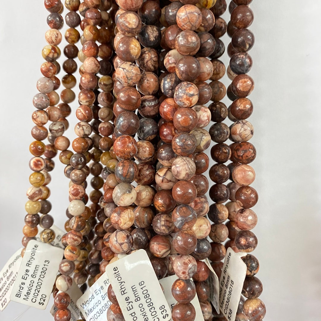 Bird's Eye Rhyolite Gemstone Bead Strand Genuine Authentic Natural ...