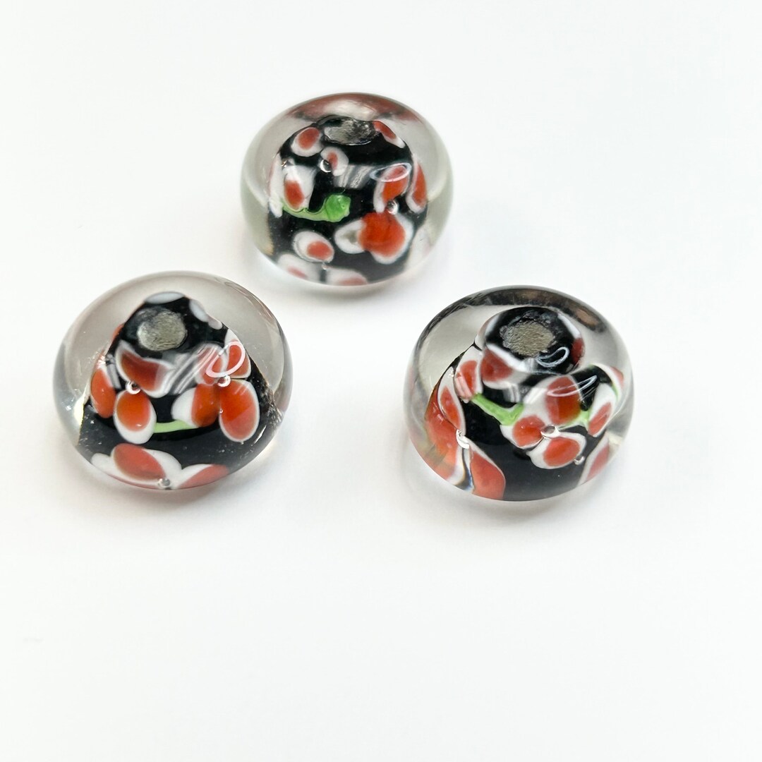 Item24 | Vintage Lampwork Beads | 5 Pc 12 X 8mm Rondelle | DIY Jewelry ...