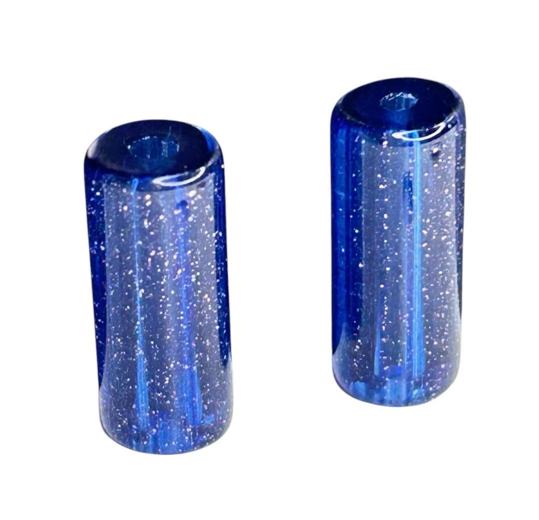 Blue Glow W/14 Kt Gold ~ Furnace Art Glass Beads 2pc Pair DIY Jewelry ...