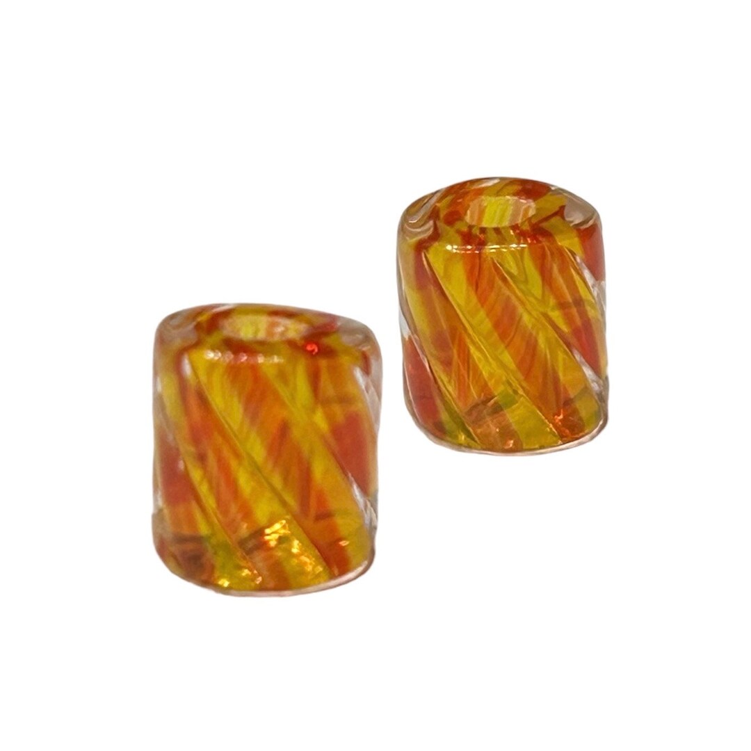 Wild Fire Twists ~ Furnace Art Glass Beads 2pc Pair DIY Jewelry Making ...