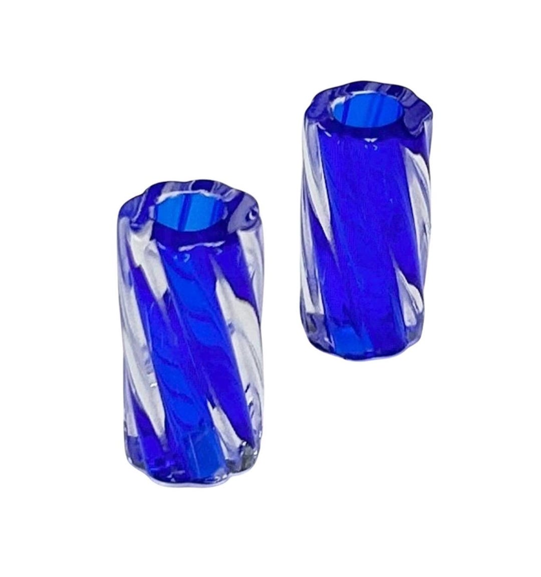 Cobalt Blue Twists ~ Furnace Art Glass Beads 2pc 16mm Pair DIY Jewelry ...