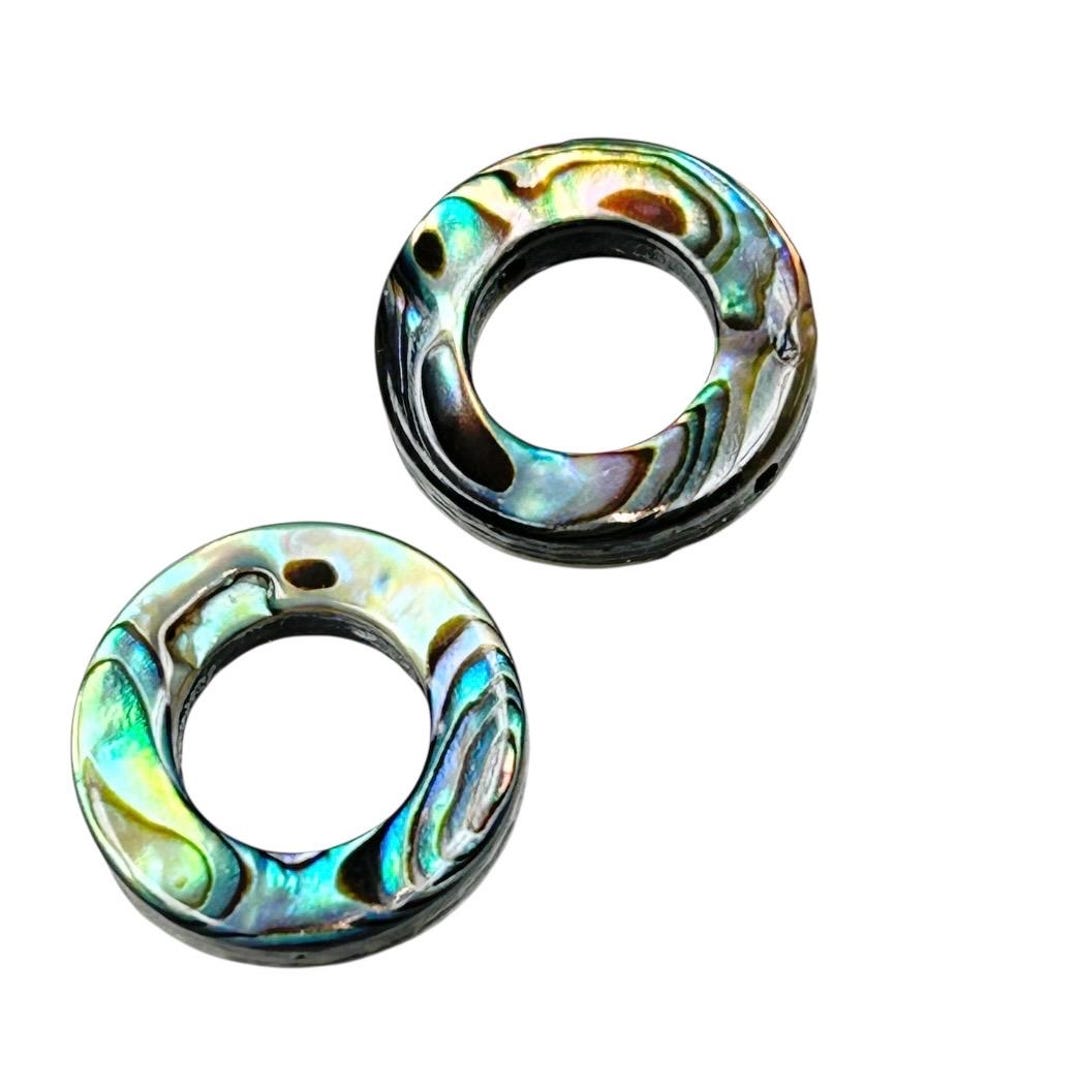 Abalone Round Shell 2pc Dangles | Pendant Hollow Round Piece ...