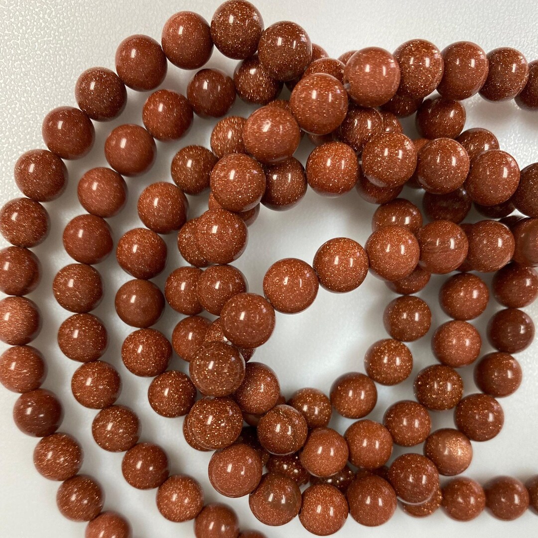 Goldstone Gemstone Bead Strand Genuine Authentic Natural Smooth Round ...