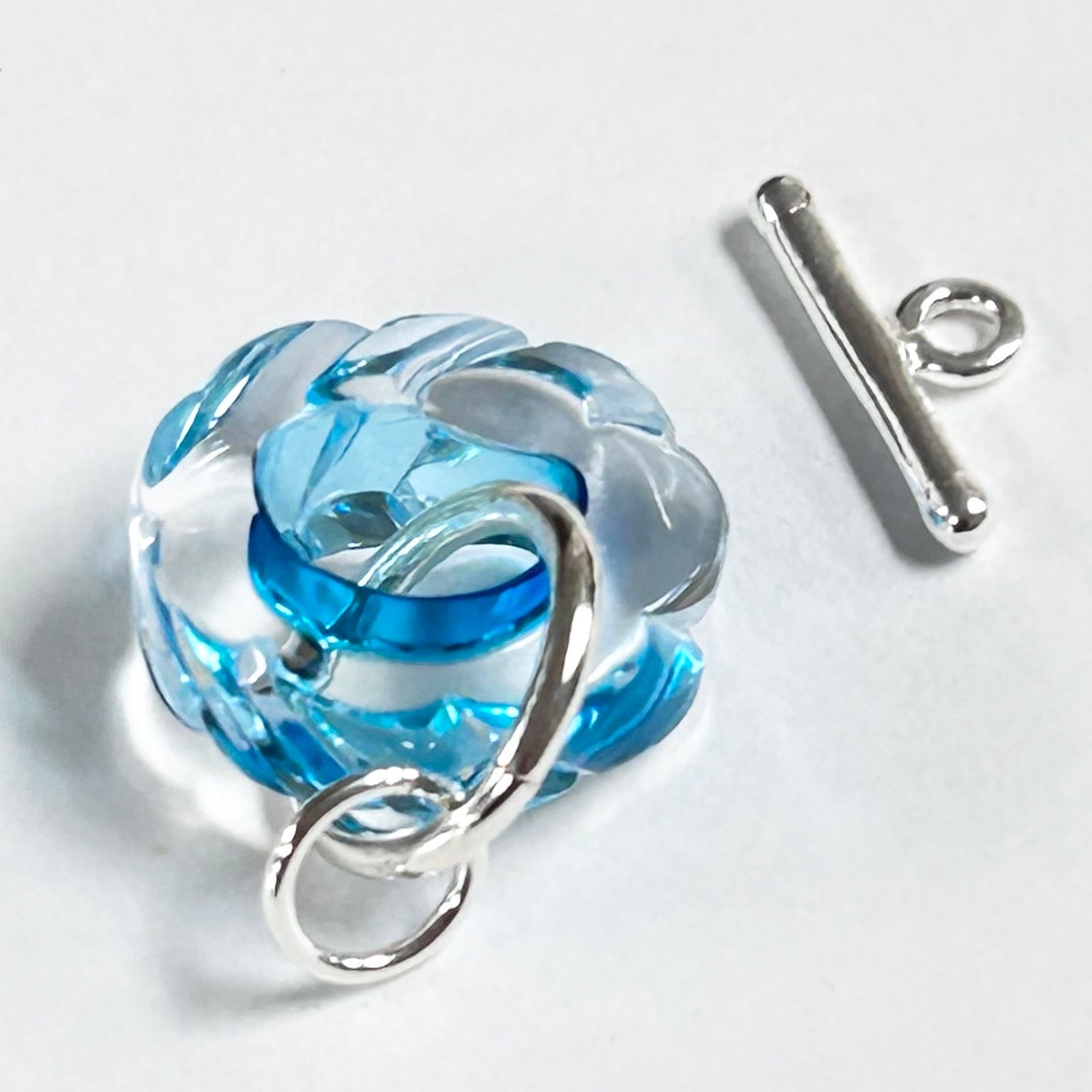 T61 Toggle Clasp Furnace Art Glass Sterling Silver Toggle blue ...