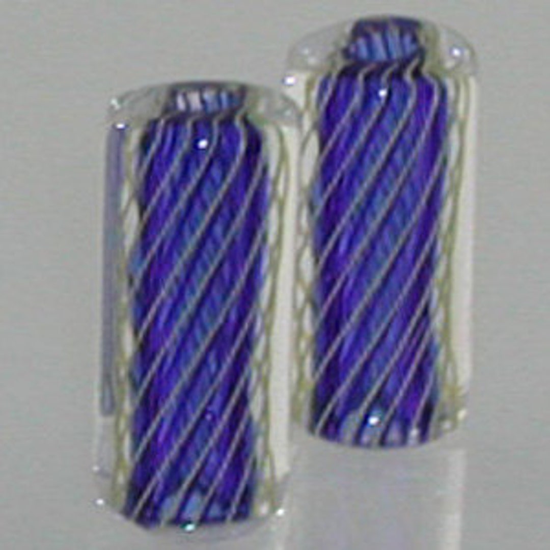 COBALT FLAME Furnace Art Glass Beads 2pc 16mm Pair DIY Jewelry Making ...