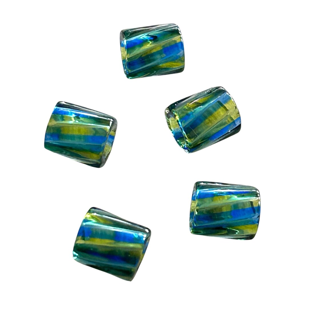 5 LARGE HOLE Dragonfly Twist ~ Furnace Art Glass Beads DIY Jewelry ...