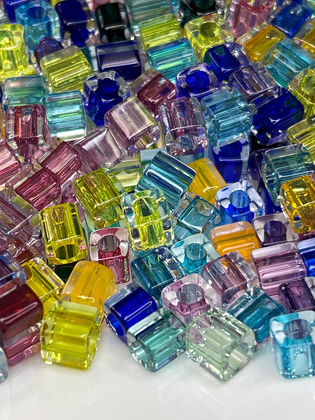1 Oz Medium Transparents Cubes 32 - 35 ~ Furnace Art Glass Beads DIY ...