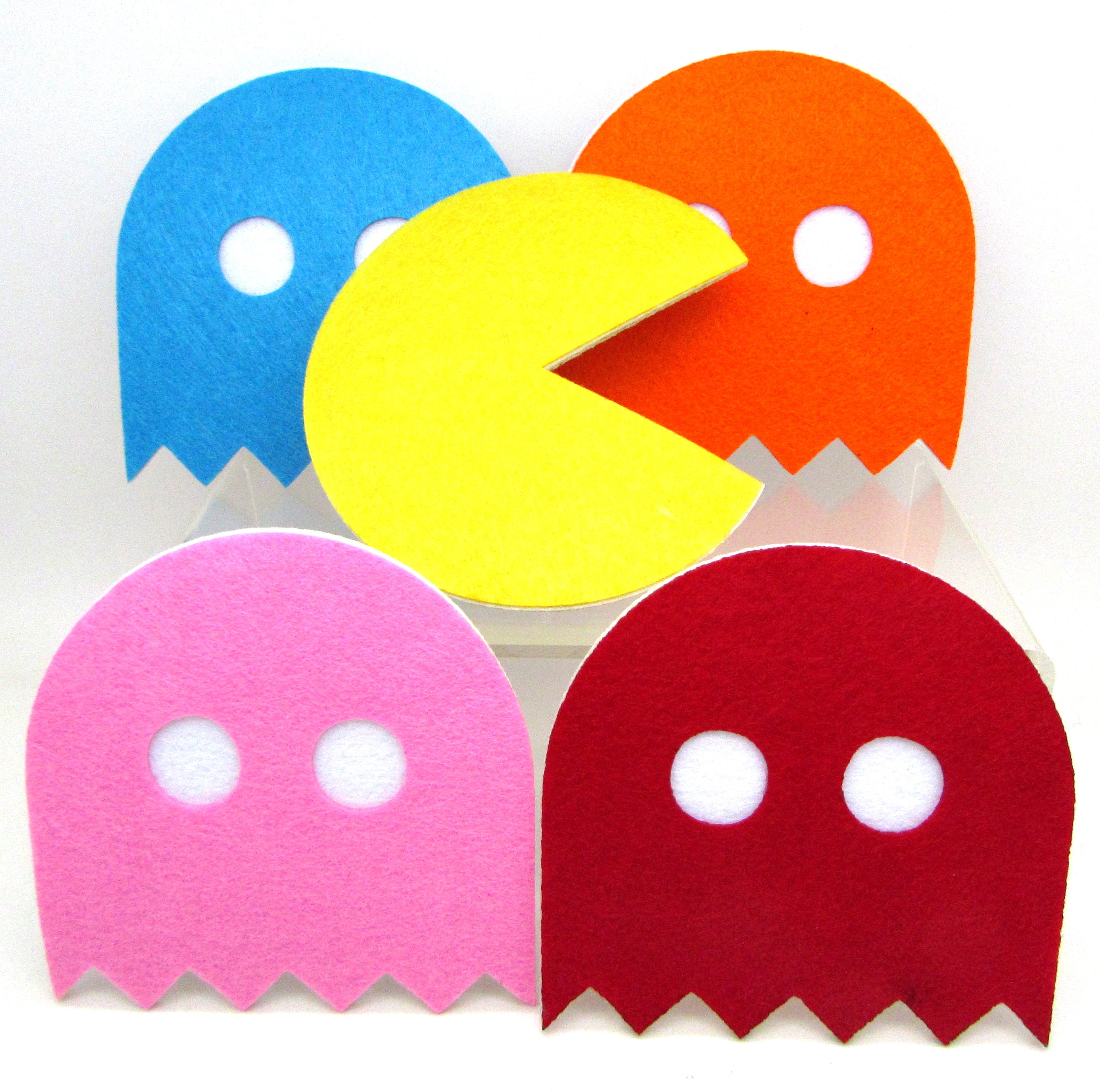 Set of 5 Pac-man Felt Coasters, Pacman & Ghosts Atari Arcade Drinks ...