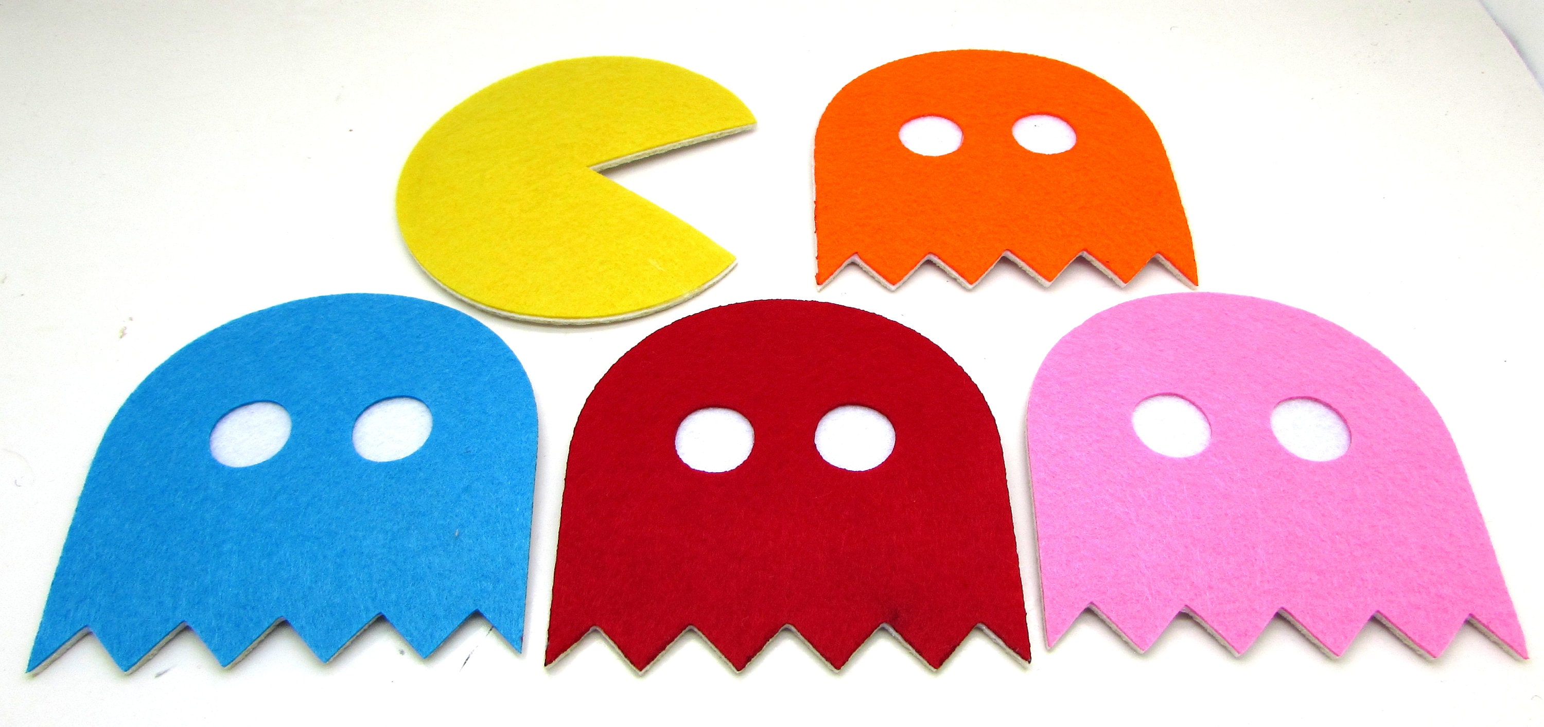 Set of 5 Pac-man Felt Coasters, Pacman & Ghosts Atari Arcade Drinks ...
