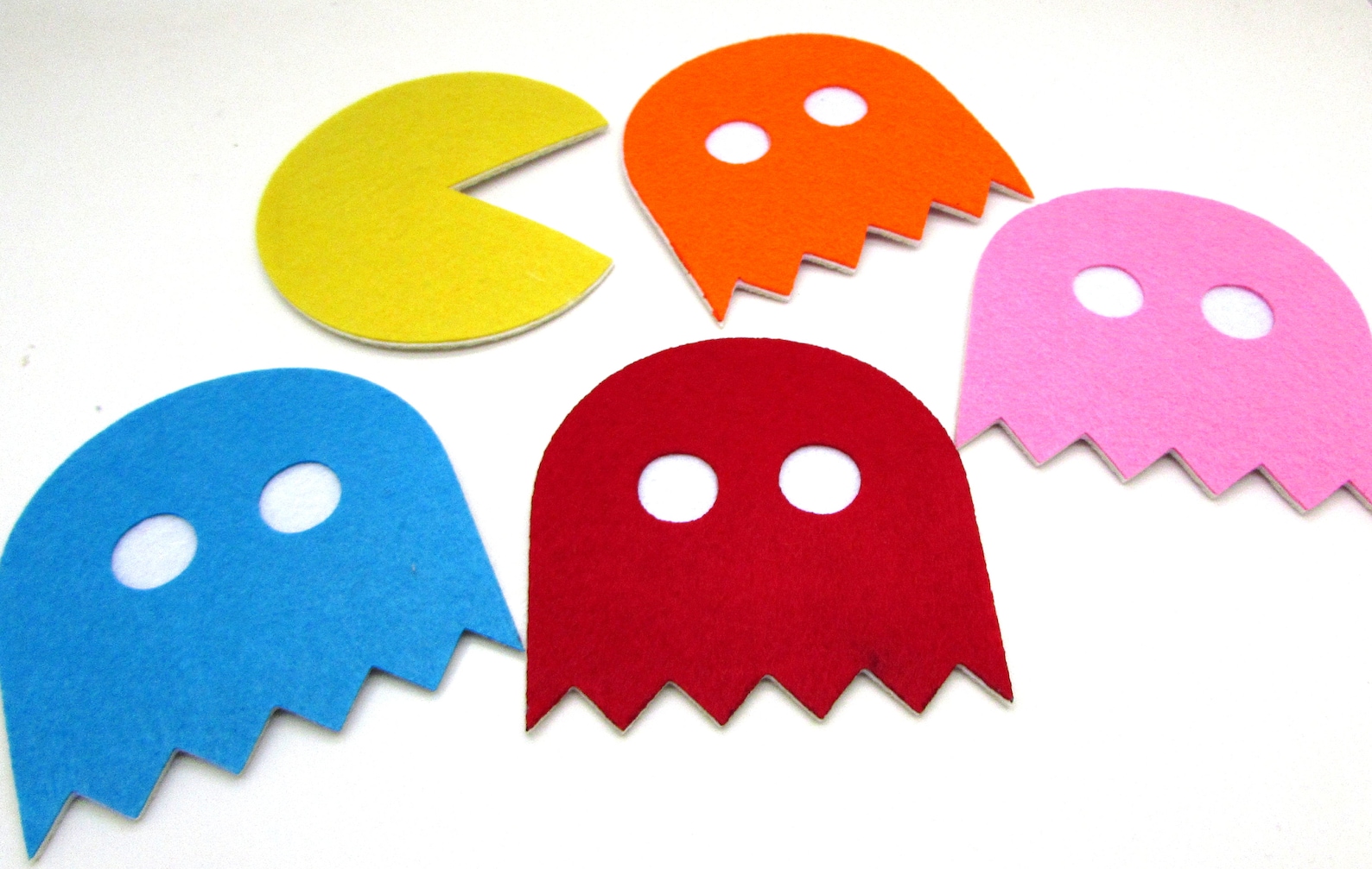 Set of 5 Pac-man Felt Coasters, Pacman & Ghosts Atari Arcade Drinks ...
