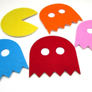 Set of 5 Pac-man Felt Coasters, Pacman & Ghosts Atari Arcade Drinks ...