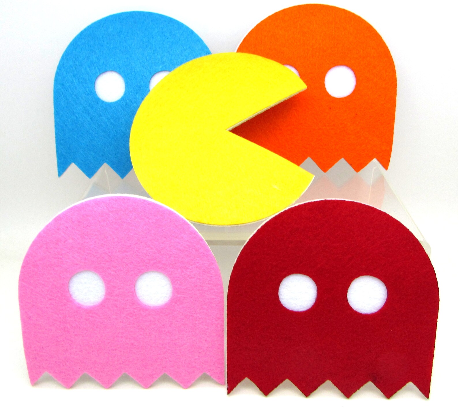 Set of 5 Pac-man Felt Coasters, Pacman & Ghosts Atari Arcade Drinks ...