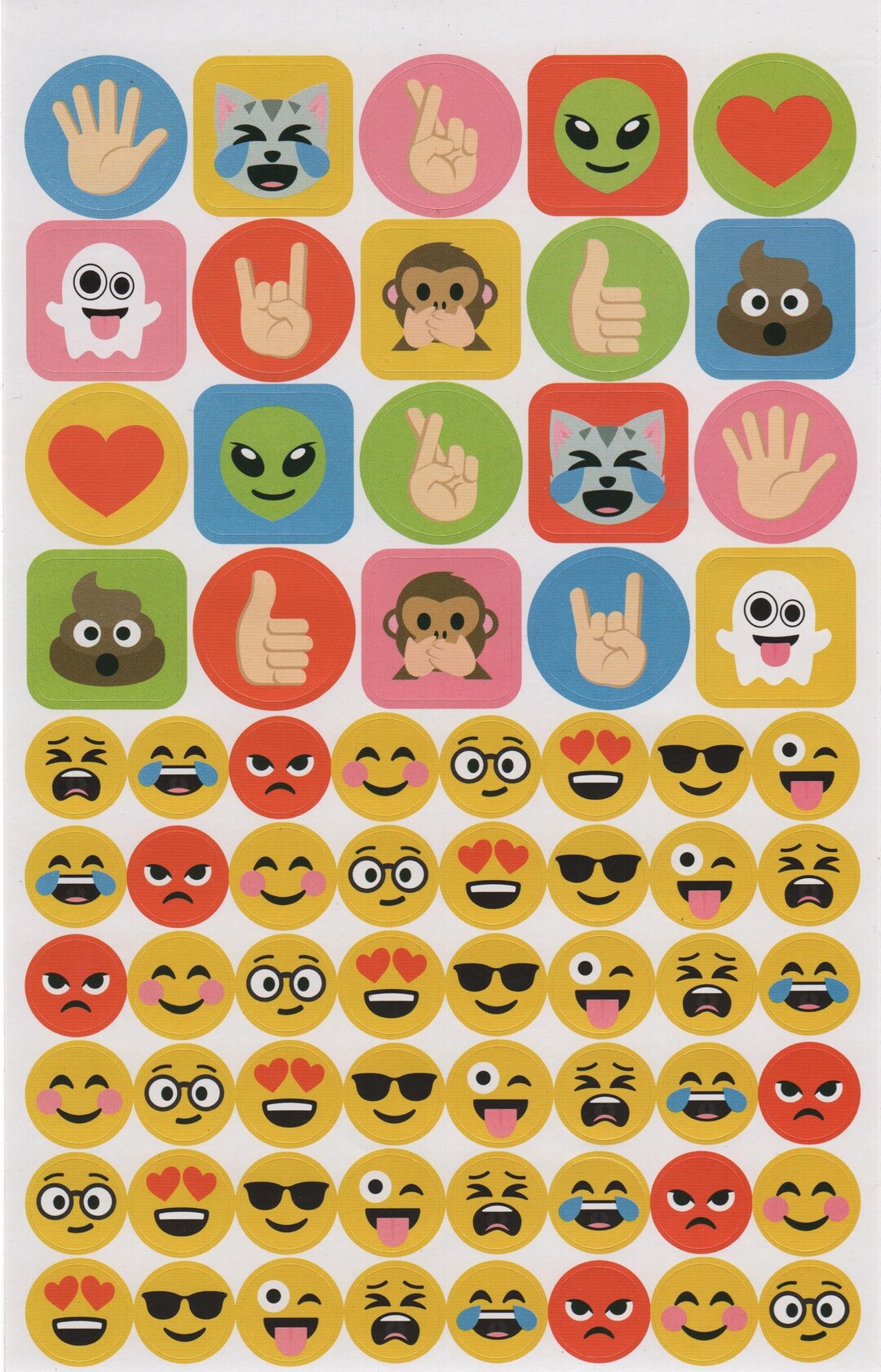 3 Sheets of 68 Emoji Smiley Face Diary Stickers DIY Cute Scrapbooking ...