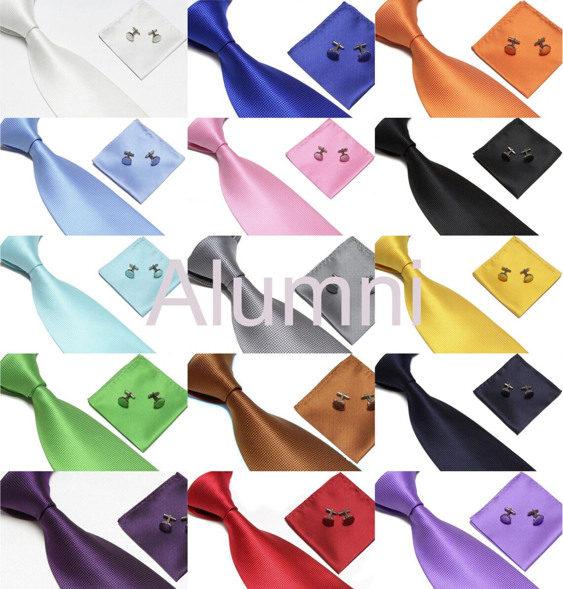Woven Silk Hand Made Tie Cufflinks and Handkerchief Gift Set Hanky ...