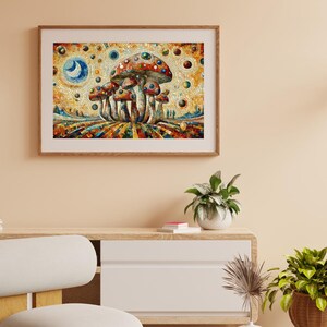 Large Printable Artwork - Patterned Mushrooms - High-resolution Perfect ...