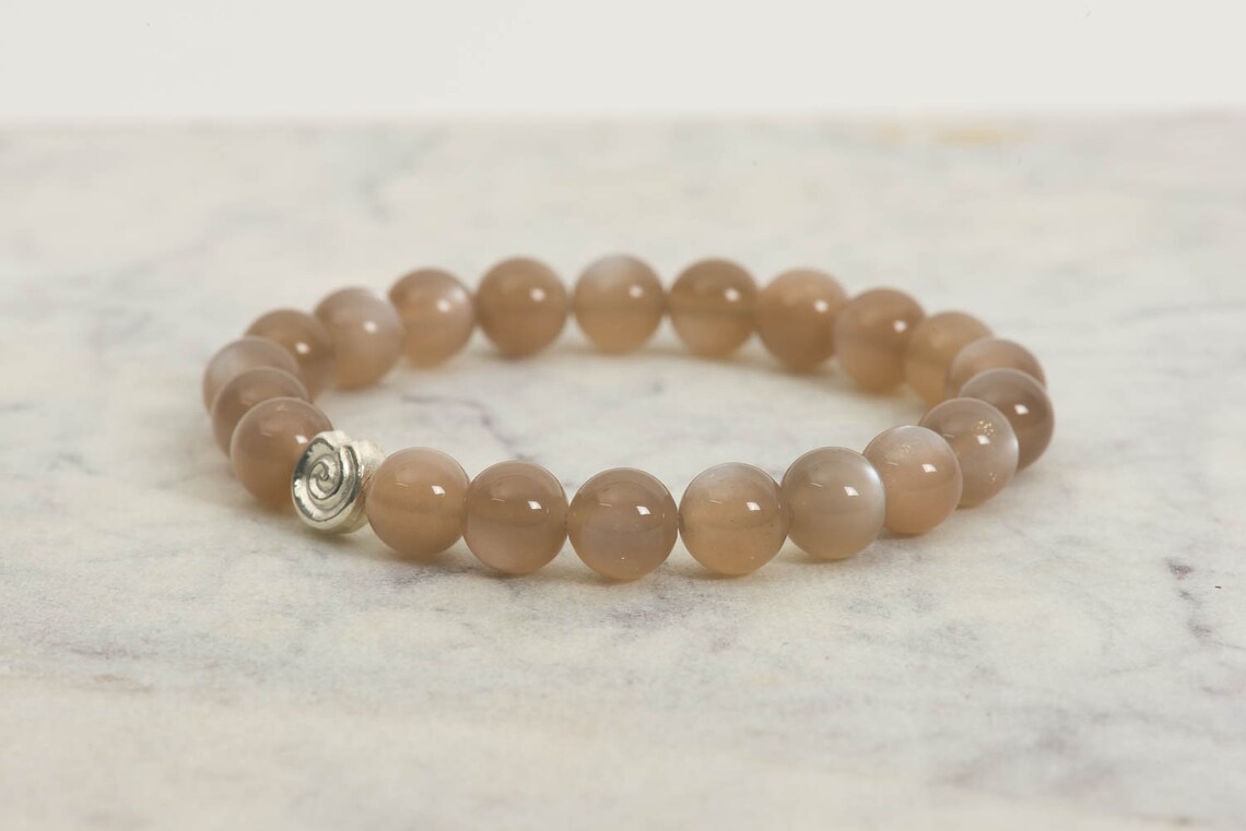 Chocolate Moonstone Natural Gemstone Bracelet Stacking | Etsy