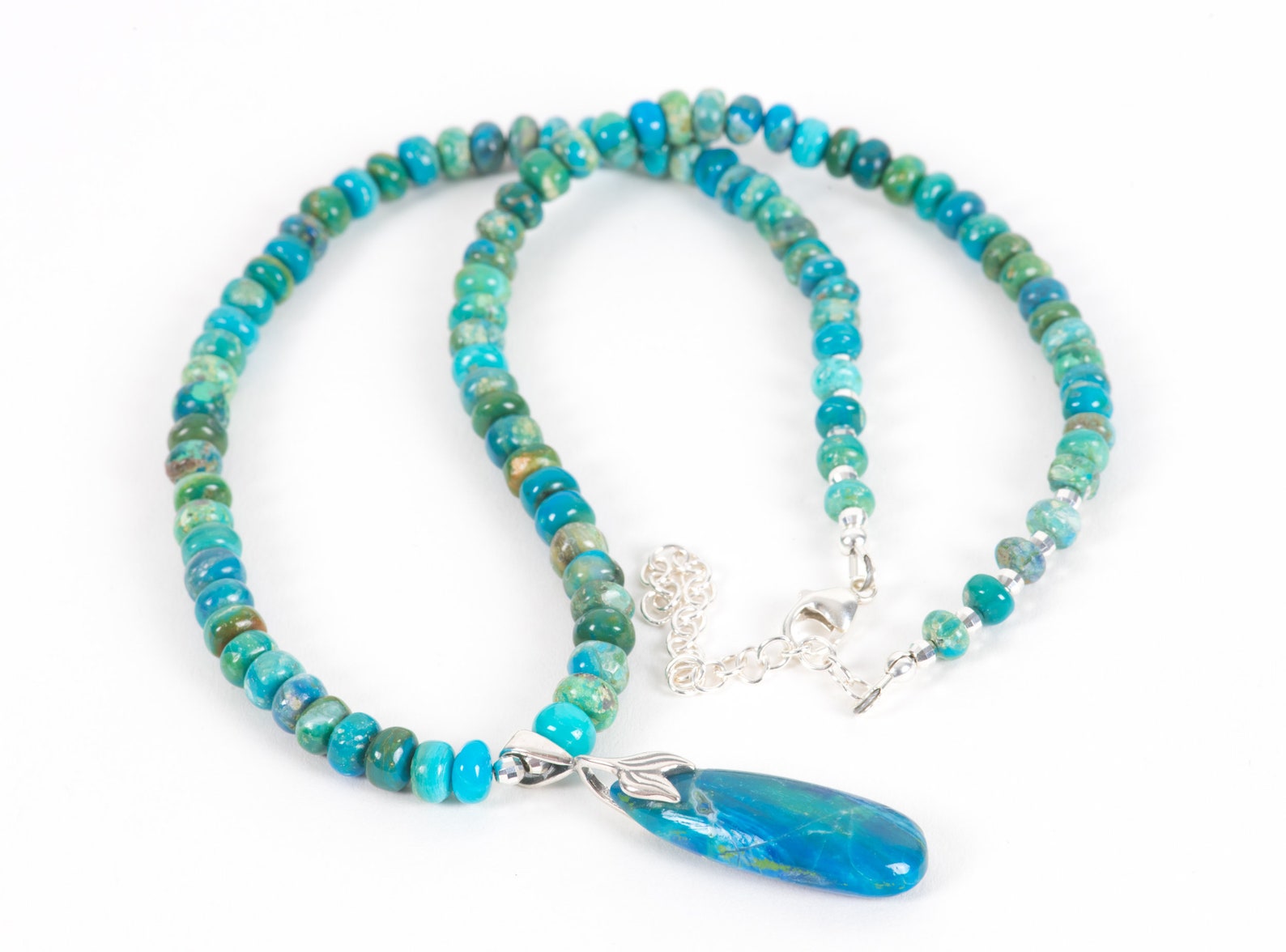 Blue Peruvian Opal Necklace, Opalina Gemstone Statement Necklace, Blue ...