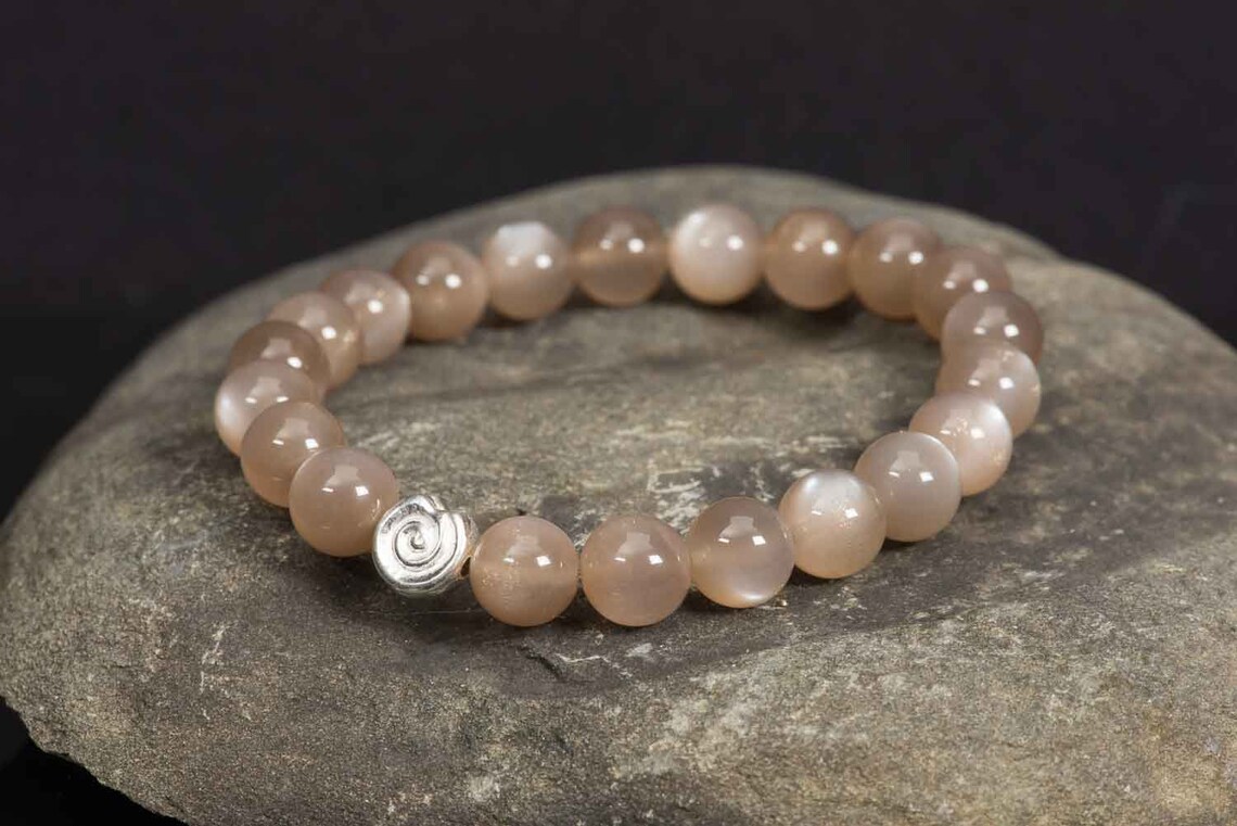 Chocolate Moonstone Natural Gemstone Bracelet Stacking | Etsy