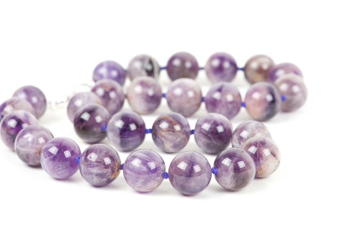 Chevron Amethyst Necklace, Beadwork Single Strand Dogtooth Amethyst ...