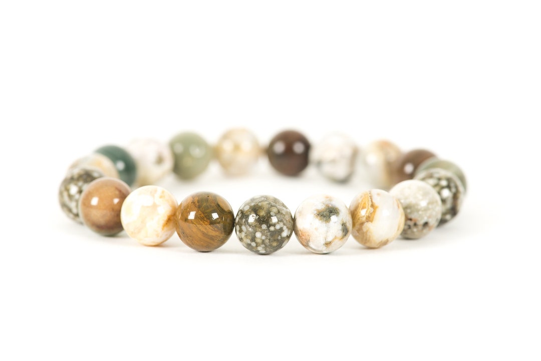 Ocean Jasper Bracelet, Orbicular Jasper Bracelet, Stacking Stretch Bracelet Made With 10mm Ocean ...