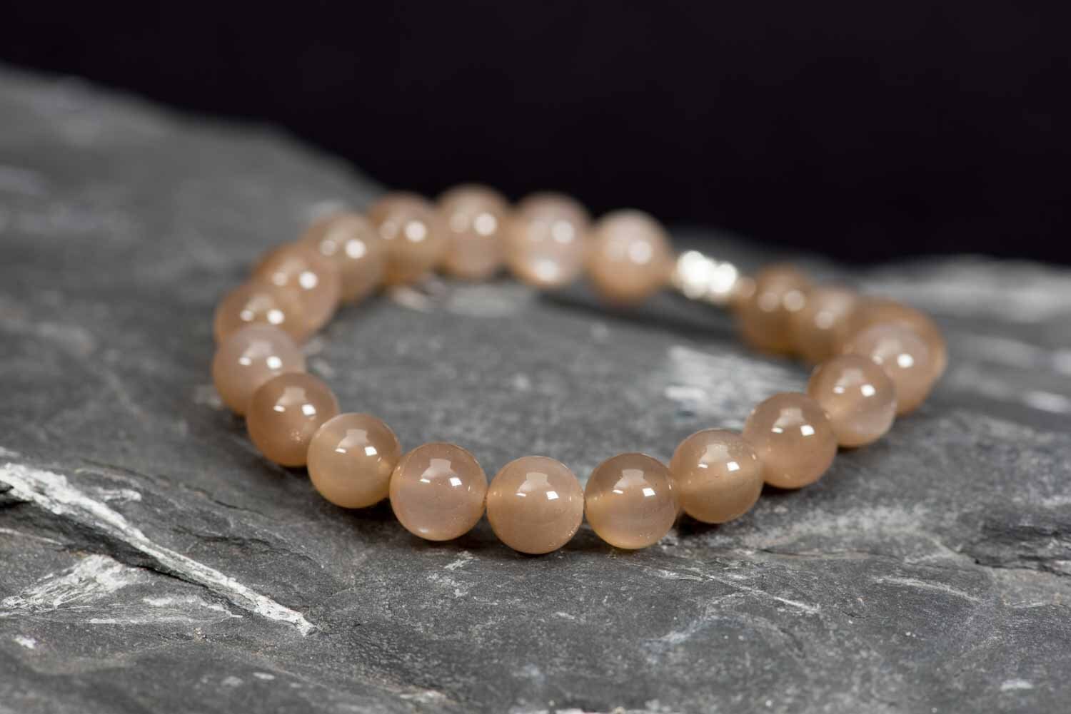 Chocolate Moonstone Natural Gemstone Bracelet Stacking | Etsy