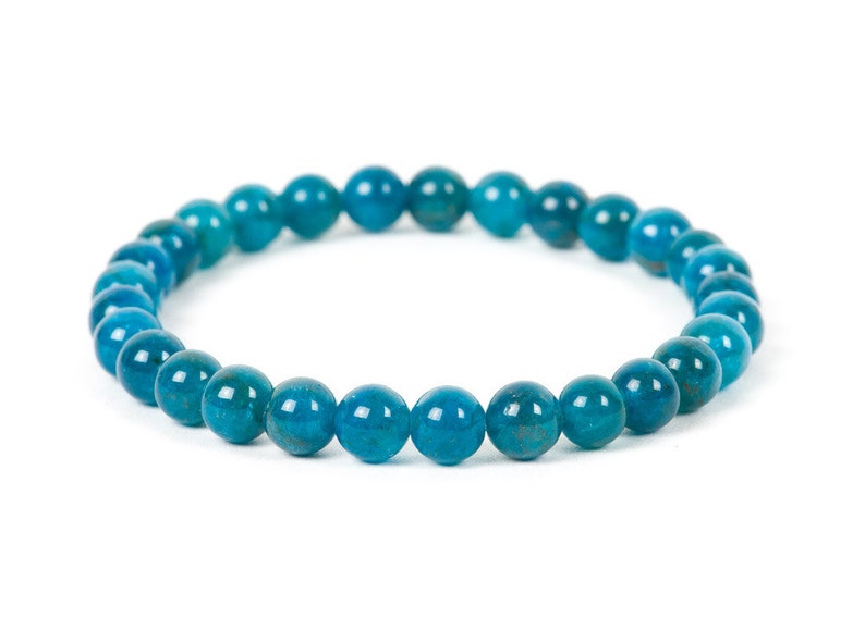 Apatite Bracelet, Translucent Natural Blue Apatite Gemstone, Chakra ...