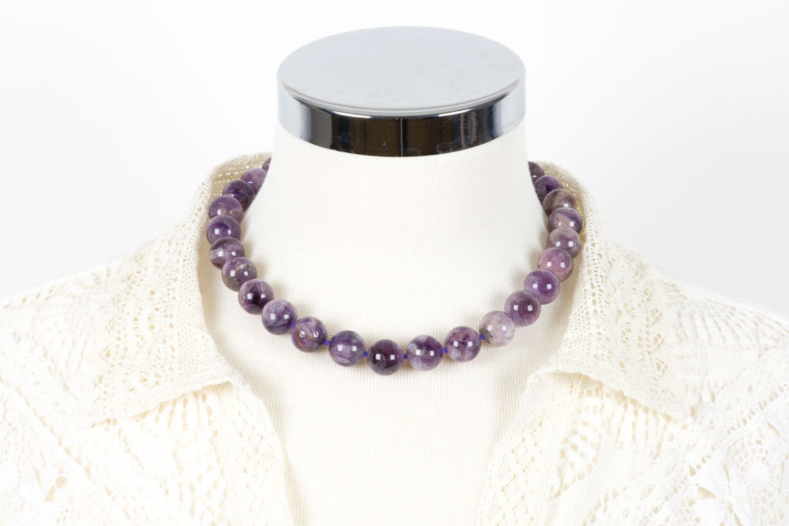 Chevron Amethyst Necklace Beadwork Single Strand Dogtooth - Etsy