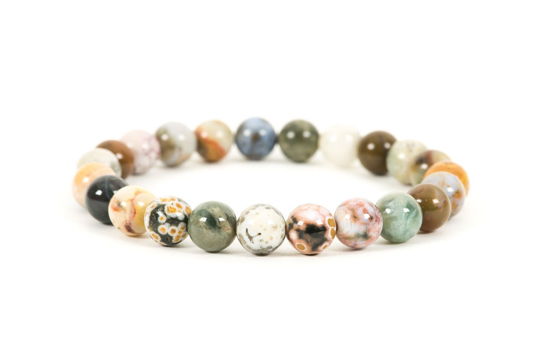 Ocean Jasper Bracelet, Stacking Stretch Bracelet Made With 8mm Natural High Quality Ocean Jasper ...