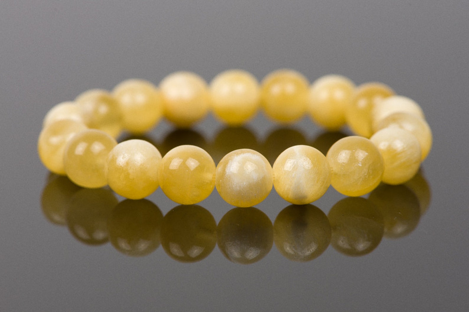 Yellow Calcite Bracelet Handmade Jewelry Calcite 10mm Round - Etsy