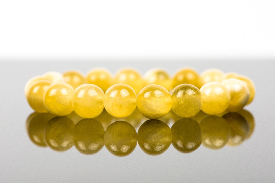 Yellow Calcite Bracelet, Handmade Jewelry, Calcite 10mm Round Beads ...