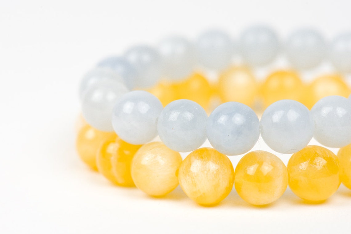 Yellow Calcite Bracelet Handmade Jewelry Calcite 10mm Round - Etsy
