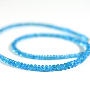 AAA Neon Apatite Necklace, Blue Gemstone Jewelry, Smooth Rondells ...