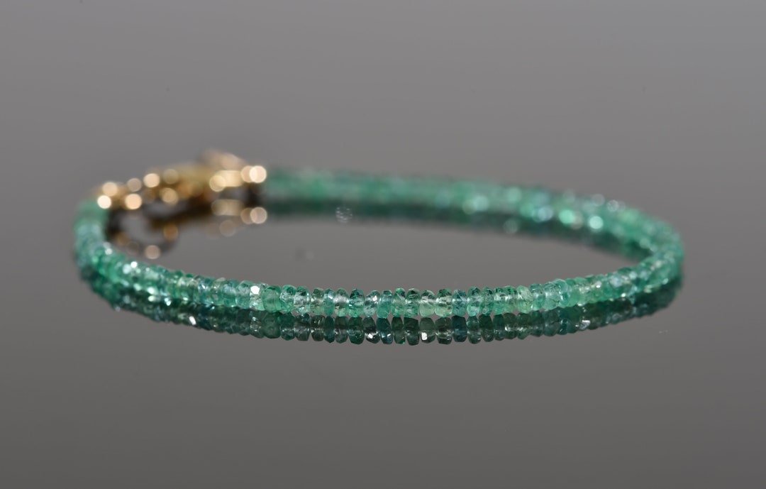 AAA Zambian Emerald Bracelet, Delicate Bracelet Made With High Quality ...