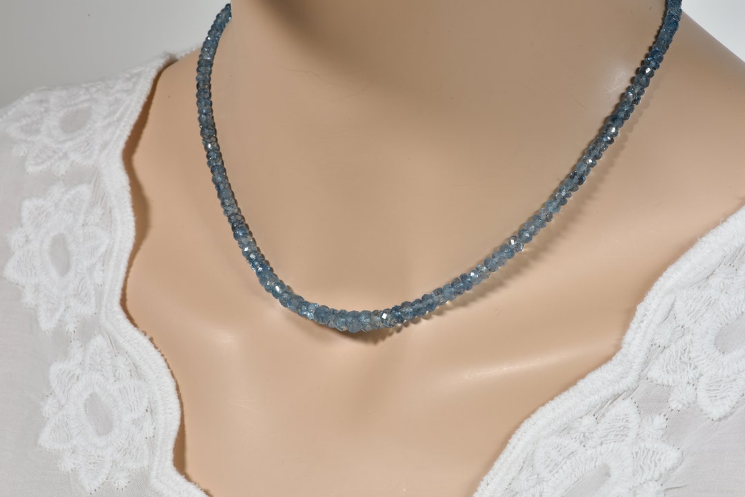AAA Santa Maria Aquamarine Necklace, Genuine Aquamarine Necklace ...