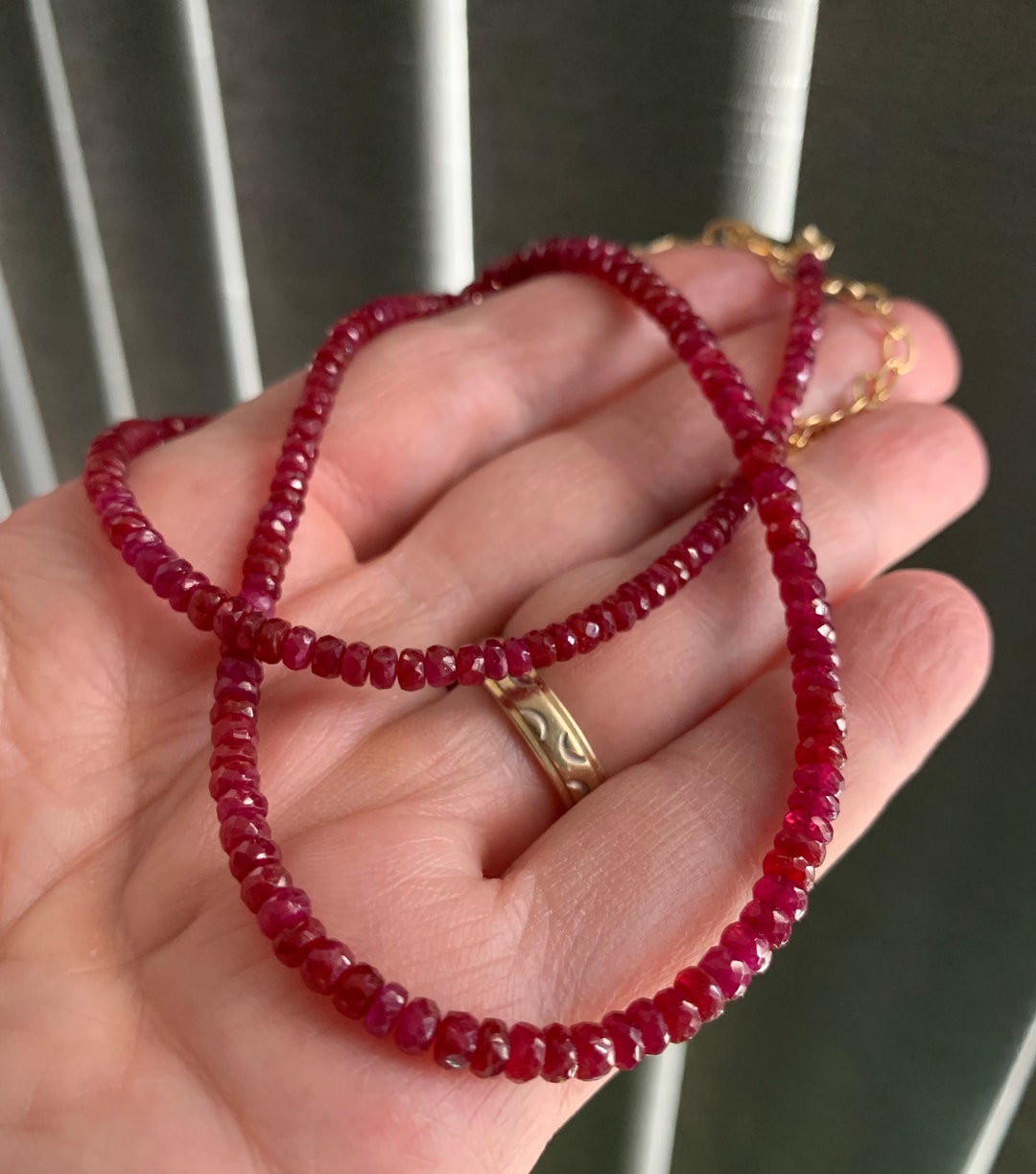 AAA Longido Ruby Necklace, Genuine Longido Red Ruby Necklace, Ruby ...