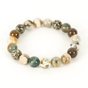 Ocean Jasper Bracelet, Orbicular Jasper Bracelet, Stacking Stretch Bracelet Made With 10mm Ocean ...