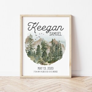Mountain Birth Stat Print Wilderness Boy Nursery Wall Art - Etsy