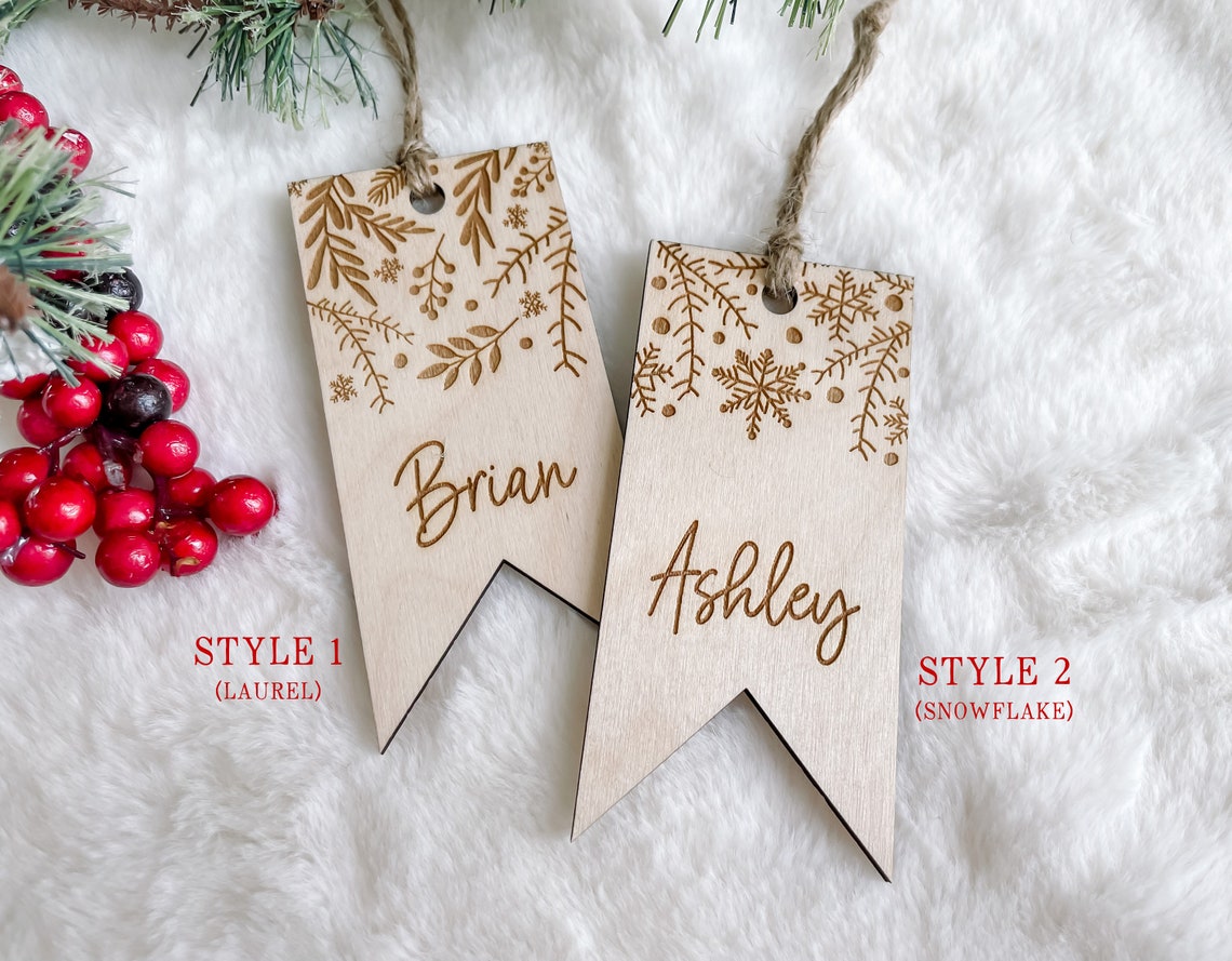 Personalized Christmas Gift Tag Wooden Stocking Tag Custom - Etsy