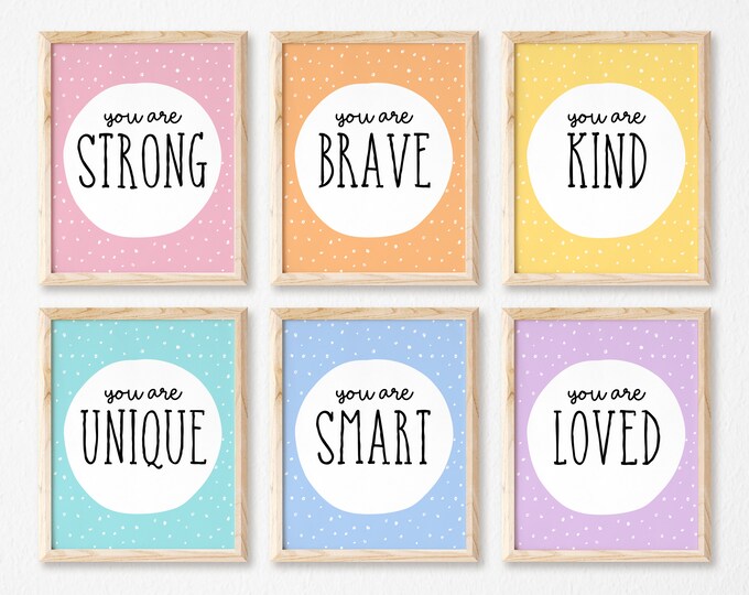 Playroom Decor Print Classroom Poster Printable Set of 6, Kids Pastel ...