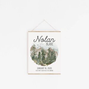 Mountain Birth Stat Print Wilderness Boy Nursery Wall Art - Etsy