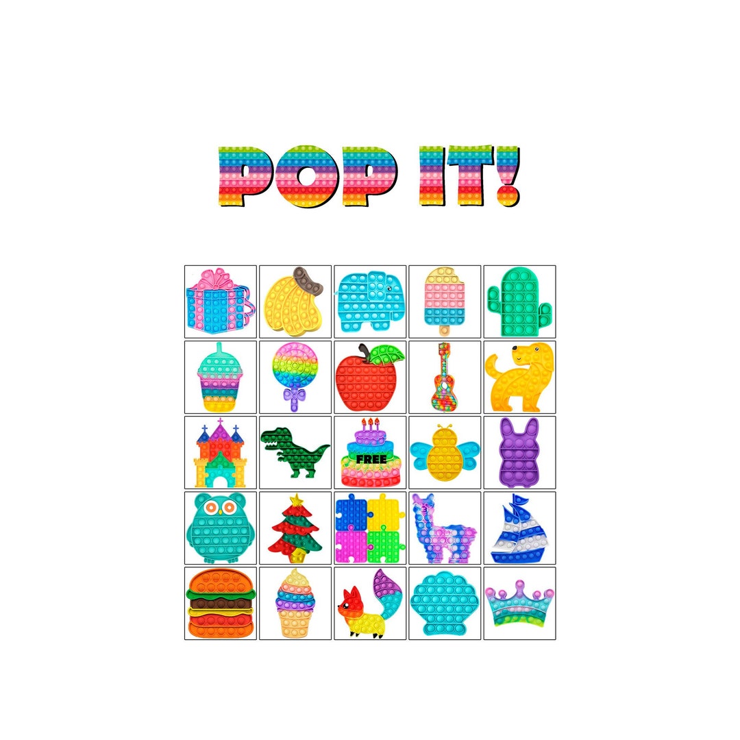 Pop It Fidget Toy Birthday Party Bingo - 30 Printable Cards Plus BONUS ...