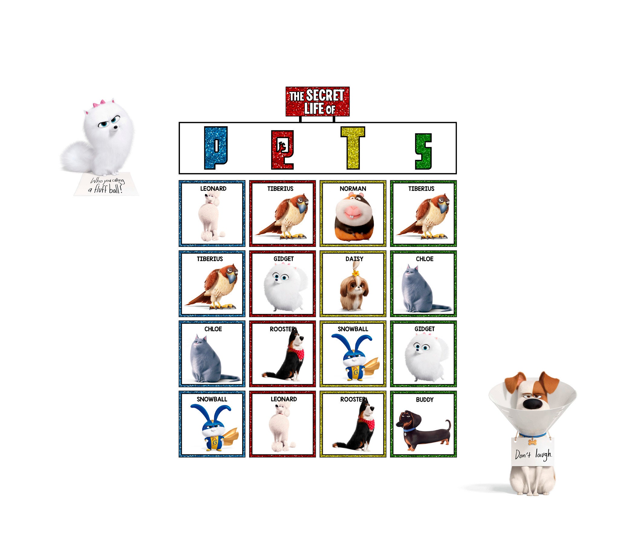 30 Bingo Cards - Secret Life of Pets Birthday Party Bingo Game ...