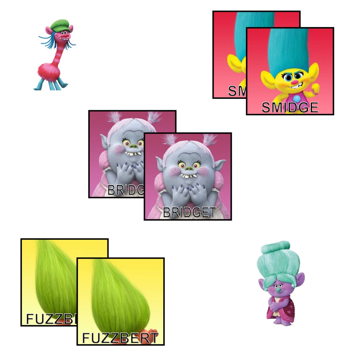 Trolls Movie Birthday Party Bingo Game Plus Matching Game 30 - Etsy