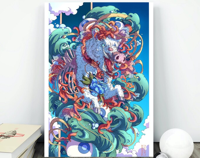 Flying Boar, Original Print - Etsy
