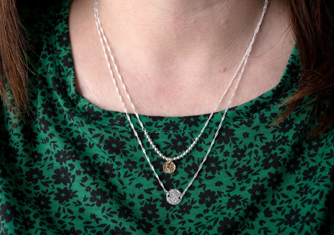 Two Tone Volcano Disc Layered Necklace - Etsy