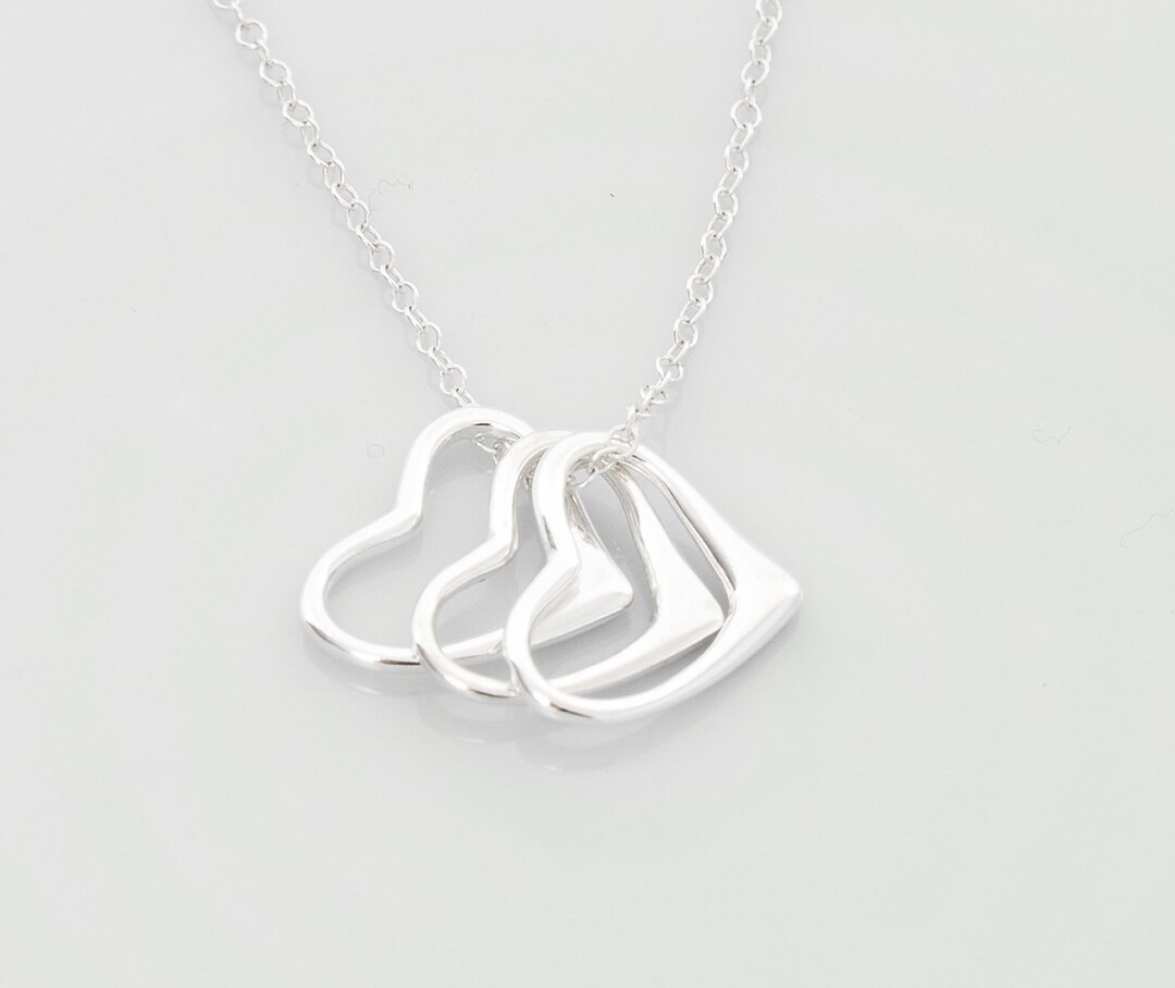 Sterling Silver 3 Heart Necklace - Delicate 30th Birthday Gift - Etsy