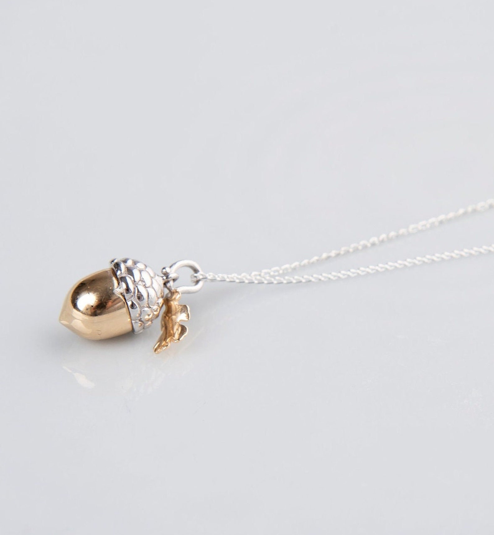 Gold and Silver Acorn Necklace - Etsy